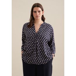 Klassische Bluse Seidensticker "Schwarze Rose" Gr. 48, blau (dunkelblau) Damen Blusen 34-Arm Kragen Punkte