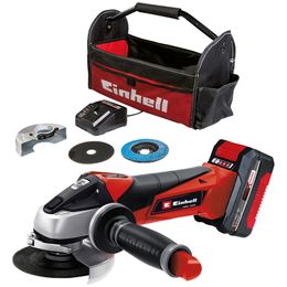 Einhell Akku-Winkelschleifer "TE-AG 18/115 Li" Schleifmaschinen 115 mm Ø, 28 mm max. Schnitttiefe, inkl. 4 Ah Akku und Ladegerät rot (rot, schwarz)