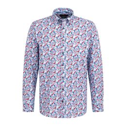 Langarmhemd Bugatti Gr. XL, Normalgrößen, blau (hellblau) Herren Hemden mit floralem Print