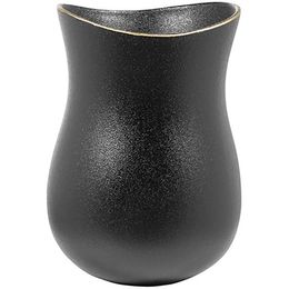 Tischvase Fink "Opera", schwarz, H:26,00cm Ø:17,00cm, Keramik, Vasen, Handbemalter goldener Rand