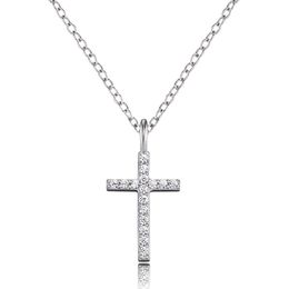 Kette mit Anhänger Engelsrufer "Kreuz, ERN-LILCROSS-ZI-G", silber (silber, 925), Halsketten, Damen, Silber 925 (Sterlingsilber), L: 42cm, mit Zirkonia (synth.)