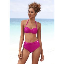 Highwaist-Bikini-Hose Sunseeker "Loretta" Gr. 34, N-Gr, pink Damen Badehosen mit Ziergürtel