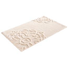 Badematte Kleine Wolke "Inka" Badematten Gr. rechteckig (70cm x 120cm), Baumwolle, beige (natur) Badteppich, Uni-Farben, Ornamente, Hoch-Tief Effekt