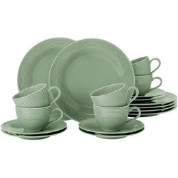 Kaffeeservice Seltmann Weiden "Geschirr-Set, Service Beat" Geschirr-Sets Gr. 18 tlg., grün (salbeigrün) wunderschöne Farbglasur, Made in Germany, 18 Teile, für 6 Personen