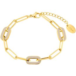 Armband s.Oliver "2037987" Armbänder Gr. Edelstahl, beige (gelbgoldfarben, beige) Damen mit Emaille