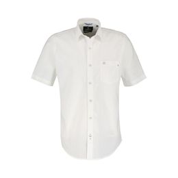 Kurzarmhemd Lerros "Lerros Unifarbenes Baumwoll-Leinenhemd" Gr. 6XL, extraweit, weiß (white) Herren Hemden