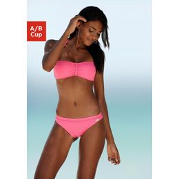 Bandeau-Bikini-Top Buffalo "Happy" Gr. 32, Cup A/B, rosa Damen Bikini-Oberteile mit geflochtenem Detail