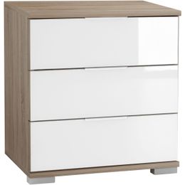 Nachtkonsole wimex "Easy" Sideboards Gr. B/H/T: 52 cm x 56 cm x 38 cm, 3 St., braun (struktureichefarben hell, weißglas) mit Glas- oder Spiegelfront