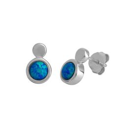 Paar Ohrstecker Vivance "925/- Sterling Silber rhodiniert imit. Opal blau" Ohrringe Gr. ONE-SIZE, Silber 925 (Sterlingsilber), weiß (weiß, blau) Damen