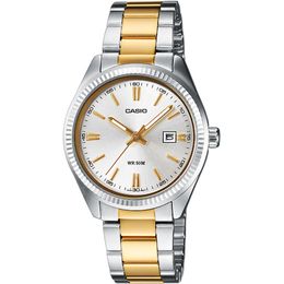 Quarzuhr CASIO TIMELESS COLLECTION Armbanduhren silberfarben (edelstahlfarben, goldfarben) Damen Armbanduhr, Damenuhr, analog, Datum