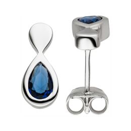 Paar Ohrstecker Jobo "Tropfen" Ohrringe Gr. Silber 925 (Sterlingsilber), silberfarben (silber 925, blau) Damen 925 Silber mit blauen Glassteinen