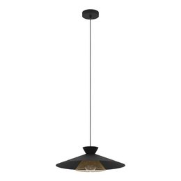 Hängeleuchte Eglo "GRIZEDALE" Lampen Gr. Ø 50,00cm H: 110,00cm, schwarz (schwarz, messing) Pendelleuchte, Esszimmerlampe, Japandi-Design, Metall, Ø 50 cm