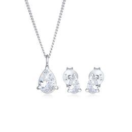 Schmuckset Elli "Kette Ohrstecker Tropfen Zirkonia Set 925 Silber" Schmuck-Sets Gr. OneSize, mit Stein, silberfarben (silber, weiß) Damen