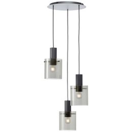 Pendelleuchte Brilliant "Riffelini" Lampen Gr. 3 flammig, Ø 48,00cm,, grau (anthrazit, rauch) 150 x 48 cm, 3x E27, kürzbar, geriffeltes Rauchglas, anthrazit