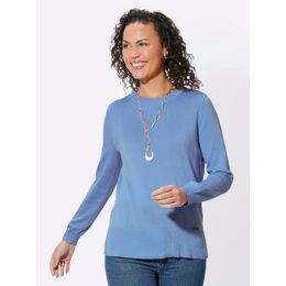 Rundhalspullover Casual Looks "Rundhals-Pullover" Gr. 52, blau (himmelblau) Damen Pullover