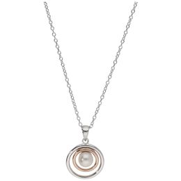 Kette mit Anhänger Smart Jewel "Anhänger Süßwasser-Perle, bicolor, Silber 925" Halsketten Gr. 47 cm, Silber 925 (Sterlingsilber), rosegold (silber, rosé vergoldet bicolor) Damen