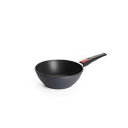 Wok Woll "Diamond Lite Wok", grau (anthrazit), H:9cm Ø:24cm, Pfannen, abnehmbarer Griff, Induktion