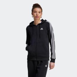 Kapuzensweatshirt adidas Sportswear "ESSENTIALS 3STREIFEN KAPUZENJACKE" Gr. L, schwarz-weiß (black / white) Damen Sweatshirts