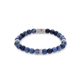 Armband Tommy Hilfiger "Schmuck Edelstahl Armschmuck" Armbänder Gr. Edelstahl, blau (edelstahlfarben, blau, rot, weiß, blau) Herren mit Lavastein oder Sodalith