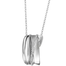 Kette mit Anhänger Firetti "Schmuck Geschenk Silber 925 Halsschmuck Halskette Ankerkette" Halsketten Gr. Silber 925 (Sterlingsilber), Länge: 45 cm, bunt (silberfarben, weiß) Damen mit Zirkonia (synth.)