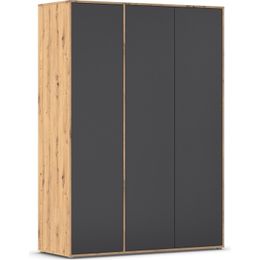 Drehtürenschrank Rauch "Kleiderschrank Schrank Garderobe Wäscheschrank NABILA viel Stauraum" Schränke Gr. B/H/T: 140 cm x 194 cm x 53 cm, 3 St., grau (eiche artisan, graumetallic) in 2 Breiten mit Push-to-Open Funktion TOPSELLER MADE IN GERMANY