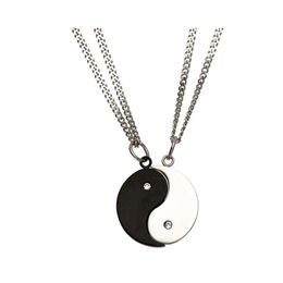 Kette mit Anhänger Jobo "Ying Yang" Halsketten Gr. Edelstahl, Länge: 50 cm, silberfarben (edelstahlfarben) Damen Edelstahl mit Zirkonia