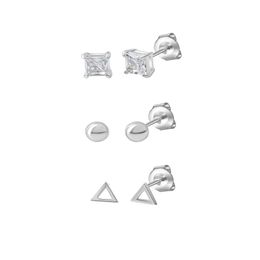 Paar Ohrstecker Celesta "925 Sterling Silber rhodiniert Zirkonia" Ohrringe Gr. ONE-SIZE, Silber 925 (Sterlingsilber), weiß (weiß, weiß) Damen