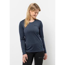 Rundhalspullover Jack Wolfskin "SKY THERMAL L/S W" Gr. M (38/40), blau (night, blue) Damen Pullover