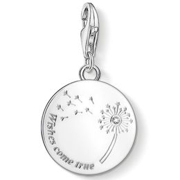 Charm-Einhänger Thomas Sabo "Pusteblume WISHES COME TRUE, 1457-051-21" Charms bunt (silberfarben-weiß + weiß) Damen mit Zirkonia (synth.)