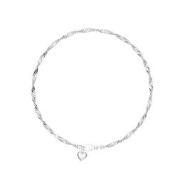 Fußkette mit Anhänger Firetti "Schmuck Geschenk Silber 925 Körperschmuck Herz+LIEBE Singapurkette" Fußkettchen Gr. Silber 925 (Sterlingsilber), silberfarben