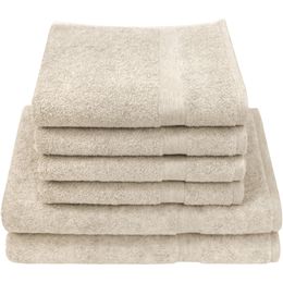 Handtuch Set Dyckhoff "Deep Harmony Comfort" Handtücher (Packung) Gr. 6 St., beige (natur) 15% Hanf;2 Handtücher (50x100cm), 1 Duschtuch (70x140cm)