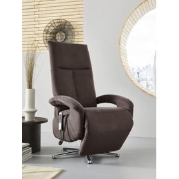 Sit & More TV-Sessel SIT & MORE "Tycoon mit Kopfteilverstellung und 360 Drehfunktion", braun (dunkelbraun), B:74cm H:112cm T:82cm, 100% Polyester, Sessel, wahlweise manuell oder elektrischer Funktion, auch mit Akku (kabellos), Topseller