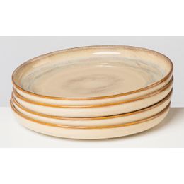 Dessertteller GIPFELSTÜCK "Nebelwald" Speiseteller Gr. 22cm, beige Scandi-Style, glänzende Reaktivglasur, jedes Stück ein Unikat