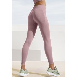 Seamless Leggings Lascana "- Po Push Up Leggings" Gr. XS (32/34), N-Gr, lila (mauve) Damen Hosen mit Rippstruktur und Shapingeffekt, Sporthose, Sportleggings