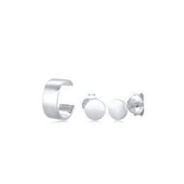 Ohrring-Set Elli "2er Set Single Earcuff Trend Blogger 925 Silber" Ohrringe Gr. OneSize, ohne Stein, Silber 925 (Sterlingsilber), silberfarben (silber) Damen