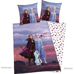 Kinderbettwäsche Disney "Disney´s Eiskönigin" Bettwäsche Gr. B/L: 135cm x 200cm, , Renforcé, B/L: 80cm x 80cm, bunt mit tollem Anna und Elsa Motiv