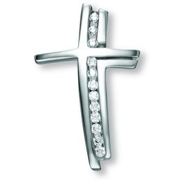 Ketten-Anhänger ONE ELEMENT "Zirkonia Kreuz Anhänger aus 925 Silber" Schmuckanhänger Gr. Damen, Silber 925 (Sterlingsilber), silberfarben (silber) Damen Silber Schmuck