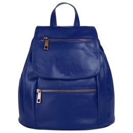 Cityrucksack Samantha Look Gr. B/H/T: 24 cm x 27 cm x 11 cm, blau Rucksäcke echt Leder, Made in Italy