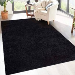 Hochflor-Teppich Carpet City "City Shaggy" Teppiche Gr. B: 230 cm 1 St., 30 mm, L: 320 cm, schwarz Robuster Langflor Teppich uni, besonders flauschig weich