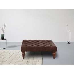 Polsterhocker Home Affaire "Chesterfield" Hocker Gr. B/H/T: 90 cm x 35 cm x 90 cm, Luxus-Microfaser weich, braun mit Knopfheftung, auch in Leder