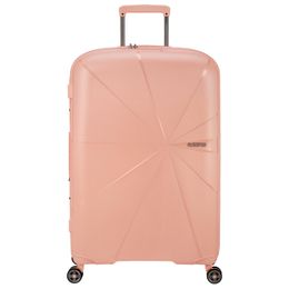 Hartschalen-Trolley American Tourister "STARVIBE 77" Gr. B/H/T: 51 cm x 77 cm x 30 cm 99 l, rosa (metallic peach) Koffer Reisegepäck groß Reisekoffer TSA-Zahlenschloss