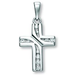 Kette mit Anhänger ONE ELEMENT "Zirkonia Kreuz aus 925 Silber" Halsketten Gr. Silber 925 (Sterlingsilber), silberfarben (silber) Damen Schmuckset - Set mit verstellbarer Halskette