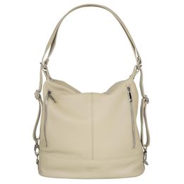 Cityrucksack Samantha Look Gr. B/H/T: 34 cm x 31 cm x 15 cm, beige Rucksäcke echt Leder, Made in Italy