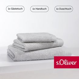 Handtuch Set s.Oliver "s. Oliver, besonders weich und saugfähig" Handtücher (Packung) Gr. 3 St., grau (hellgrau) 1 Gästetuch 30x50 cm, Handtuch 50x100 Duschtuch 70x140 cm