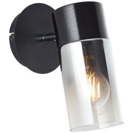 Wandstrahler Brilliant "Alia" Lampen Gr. H: 20,00cm, schwarz (schwarz, rauchglas) Wandlampe 20 x 11 15 cm, 1 E27, schwenkbar, MetallRauchglas,