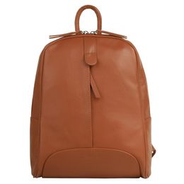 Cityrucksack Samantha Look Gr. B/H/T: 35 cm x 23 cm x 10 cm, braun (cognac) Rucksäcke echt Leder, Made in Italy