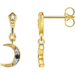 Paar Ohrstecker Thomas Sabo "Royalty Mond farbige Steine, H2204-959-7" Ohrringe Gr. Silber 925 (Sterlingsilber), goldfarben (gelbgoldfarben, blau, violett, weiß, weiß) Damen mit Glas-Keramik Stein, Spinell (synth.), Zirkonia (synth.)