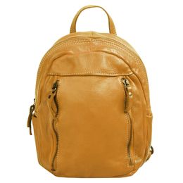 Cityrucksack CLUTY Gr. B/H/T: 28 cm x 22 cm x 6 cm, gelb Rucksäcke echt Leder, Made in Italy