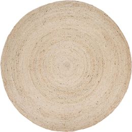 Teppich Paco Home "Viborg 595" Teppiche Gr. Ø 200 cm 1 St., 13 mm, weiß (ivory) Jute, Modern, Boho, Handgefertigter Natur-Teppich