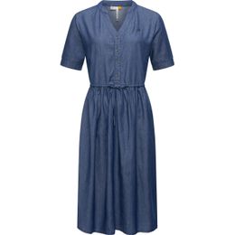 Shirtkleid Ragwear "Casarea Denim" Gr. L (40), Normalgrößen, blau (denim) Damen Kleider stylisches Sommerkleid mit Taillenband